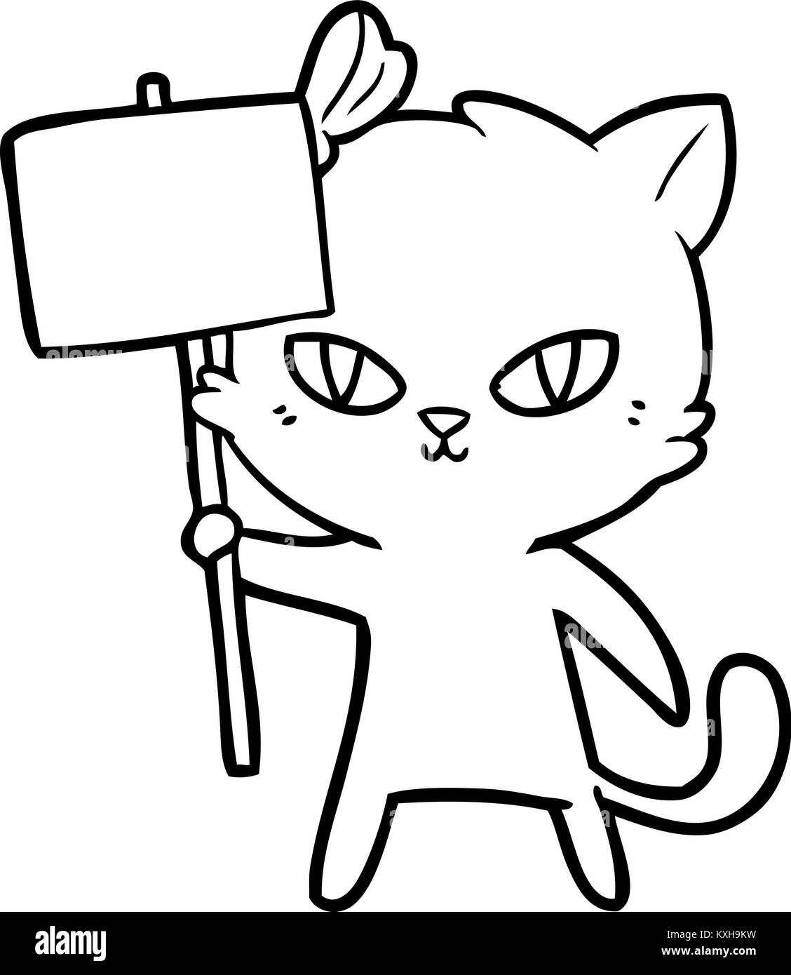 cute cartoon cat with protest sign Stock Vector Image & Art - Alamy