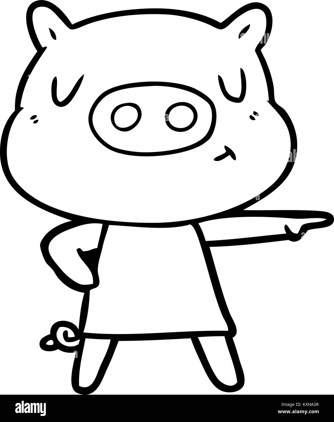 cartoon content pig in dress pointing Stock Vector Image & Art - Alamy