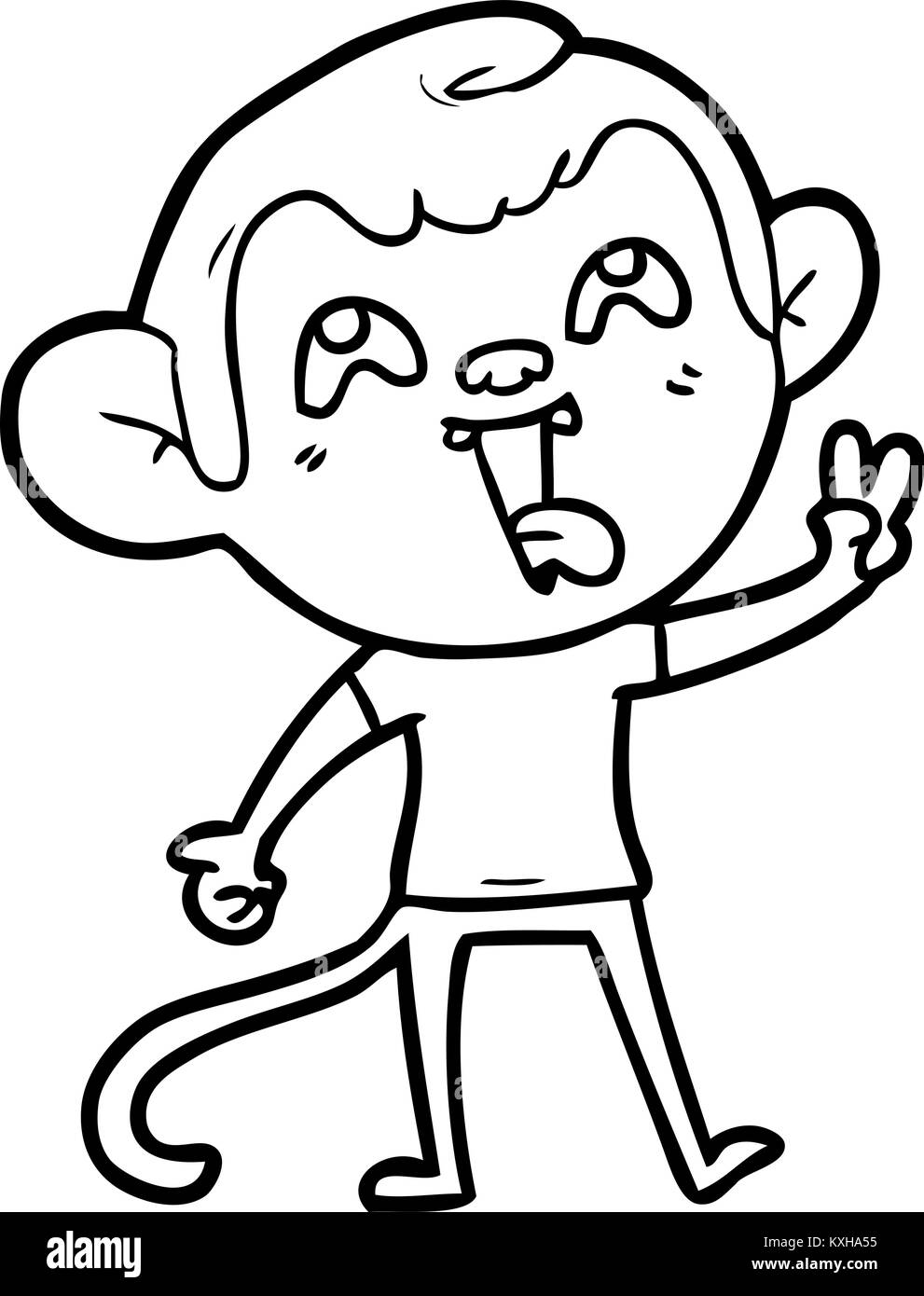 crazy cartoon monkey giving peace sign Stock Vector Image & Art - Alamy