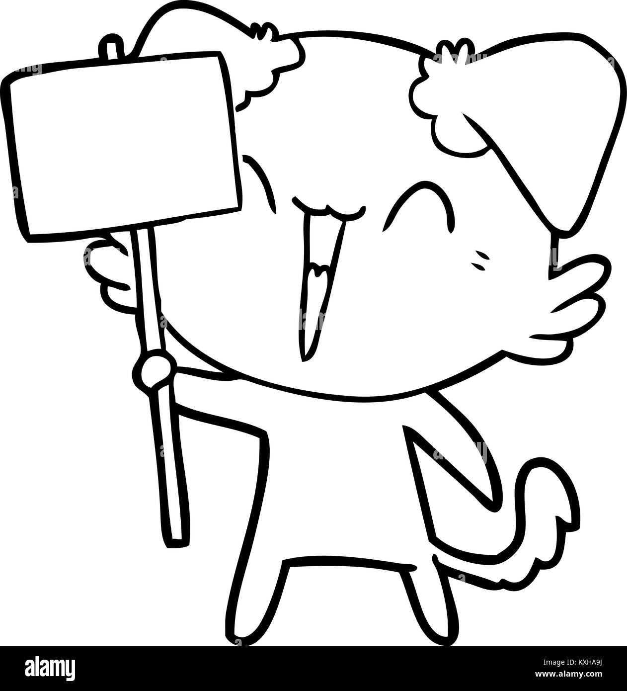 happy little cartoon dog holding sign Stock Vector Image & Art - Alamy