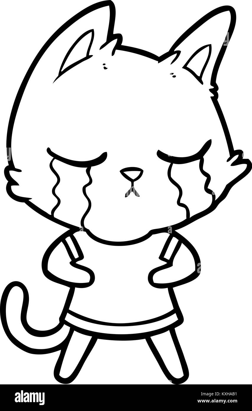 crying cartoon cat Stock Vector Image & Art - Alamy