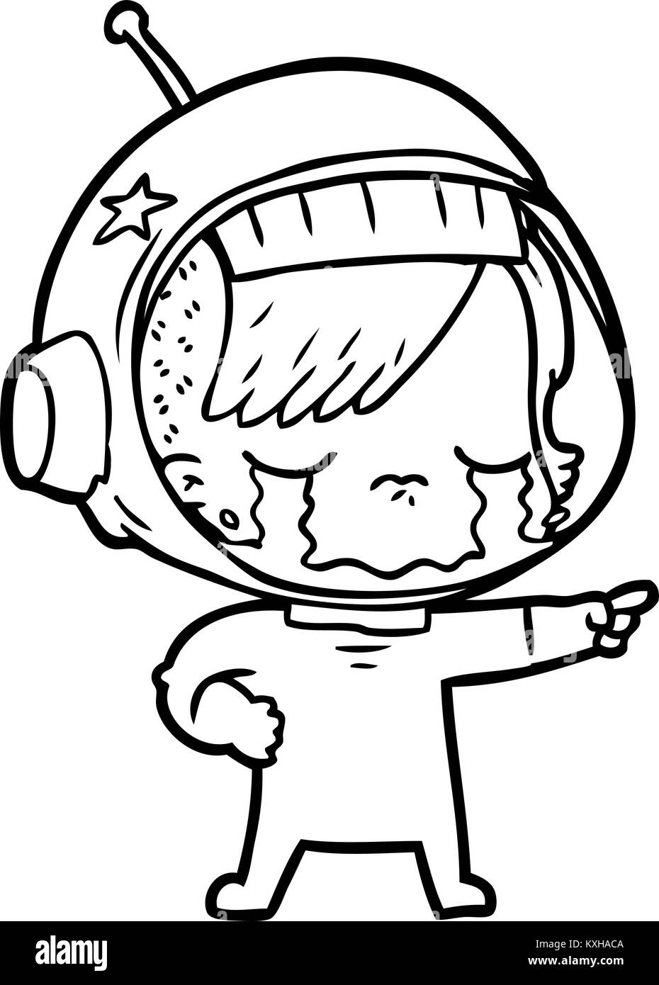 cartoon crying astronaut girl Stock Vector Image & Art - Alamy