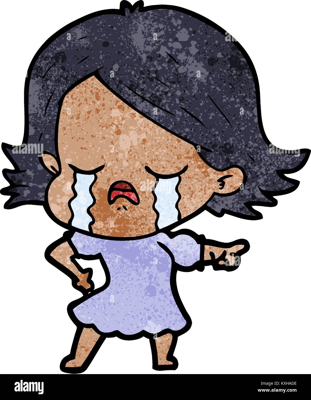cartoon girl crying and pointing Stock Vector Image & Art - Alamy