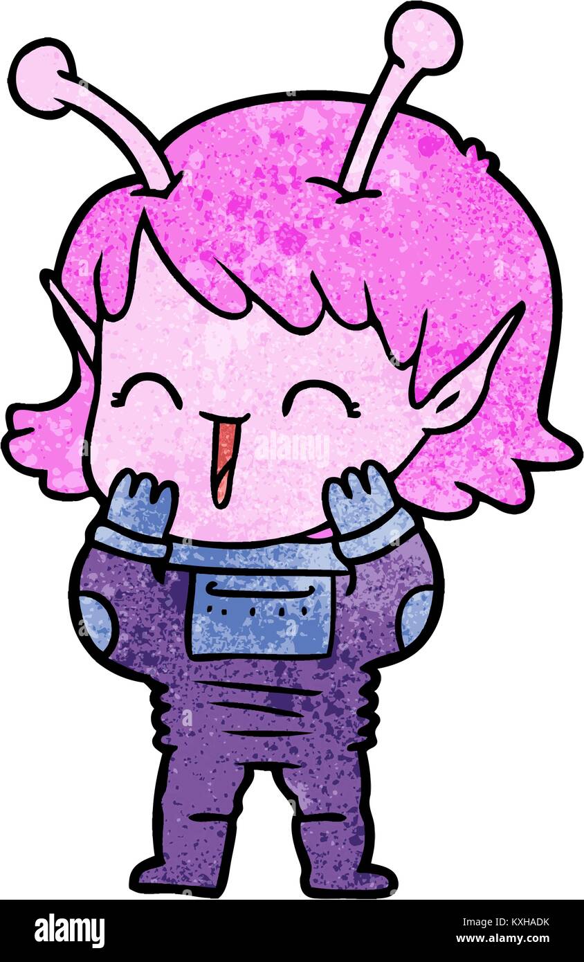 cartoon alien girl giggling Stock Vector Image & Art - Alamy