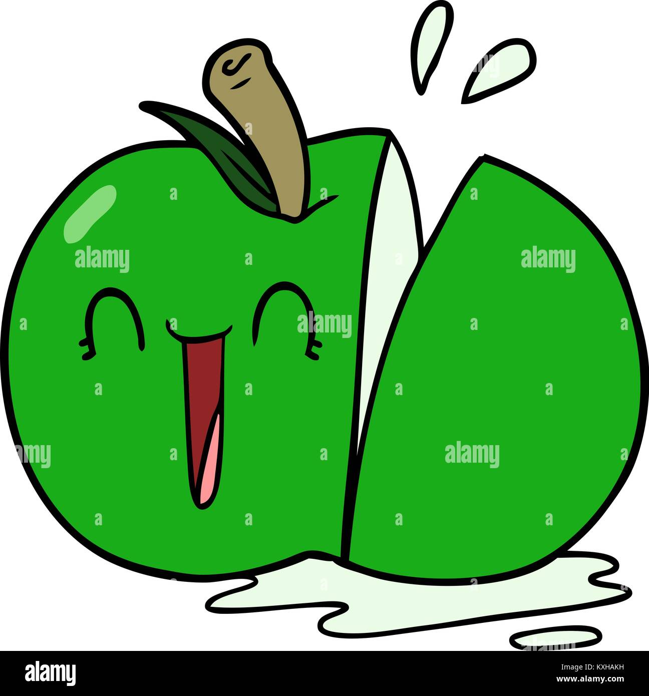happy cartoon sliced apple Stock Vector Image & Art - Alamy