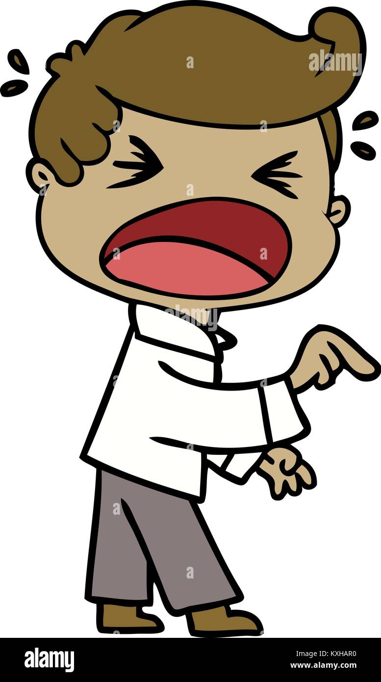 cartoon shouting man pointing finger Stock Vector Image & Art - Alamy