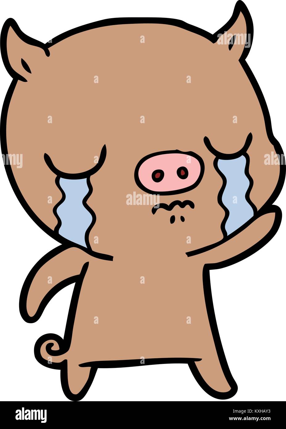 cartoon pig crying waving goodbye Stock Vector Image & Art - Alamy