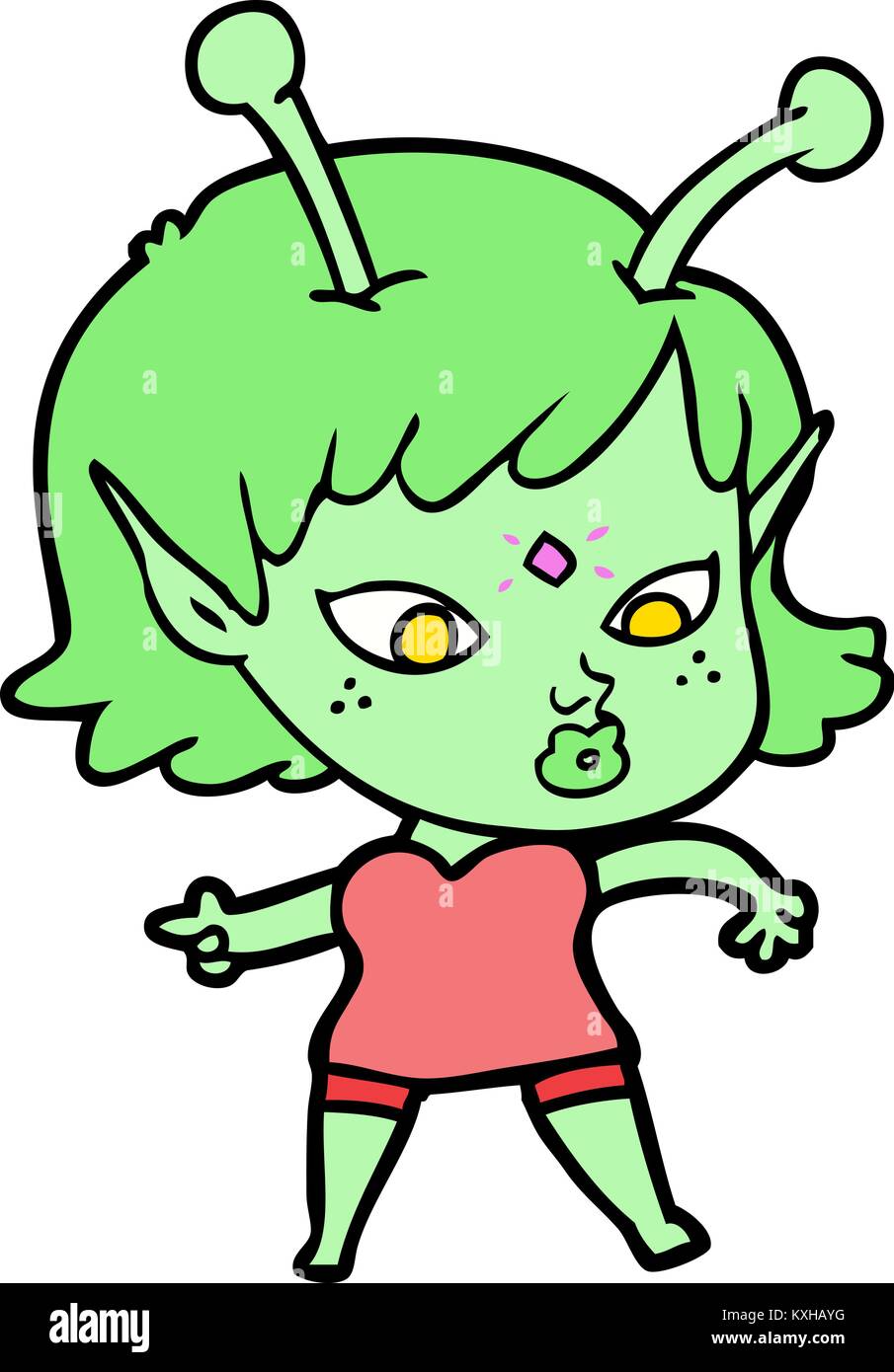 pretty cartoon alien girl Stock Vector Image & Art - Alamy