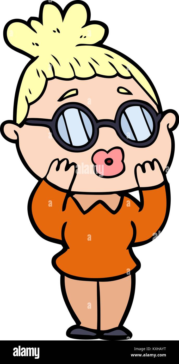 cartoon woman wearing spectacles Stock Vector Image & Art - Alamy