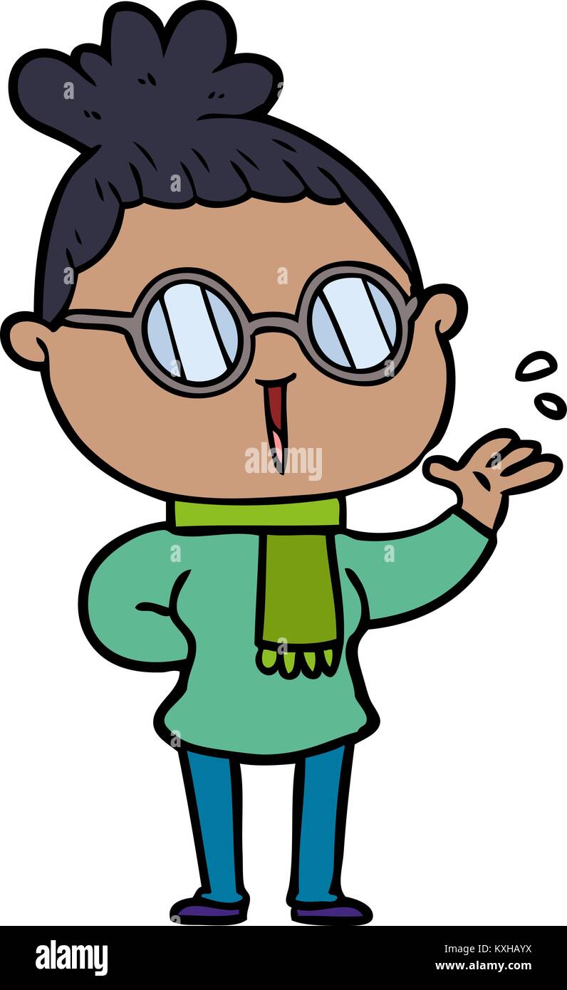 cartoon woman wearing spectacles Stock Vector Image & Art - Alamy