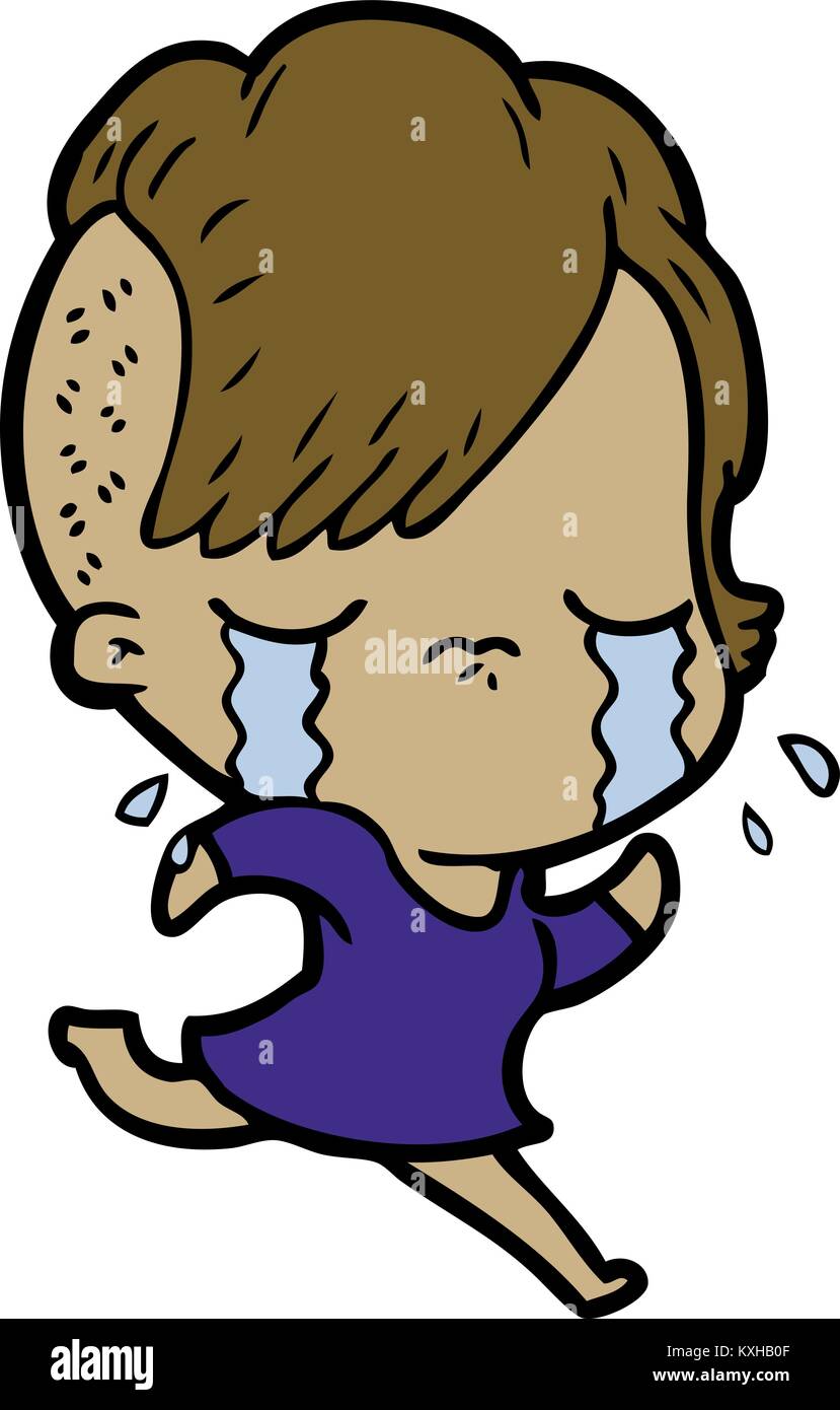 cartoon crying girl running away Stock Vector Image & Art - Alamy