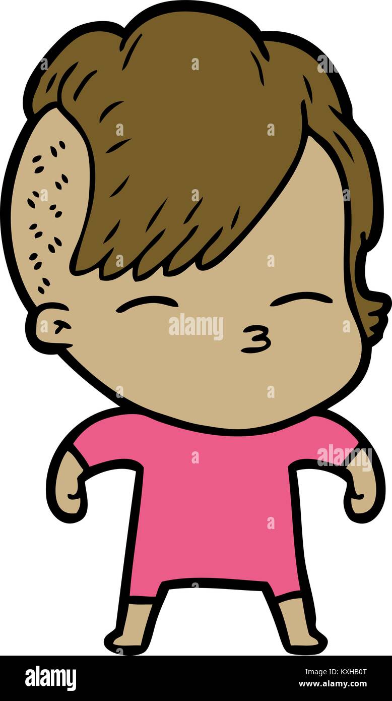 cartoon squinting girl Stock Vector Image & Art - Alamy