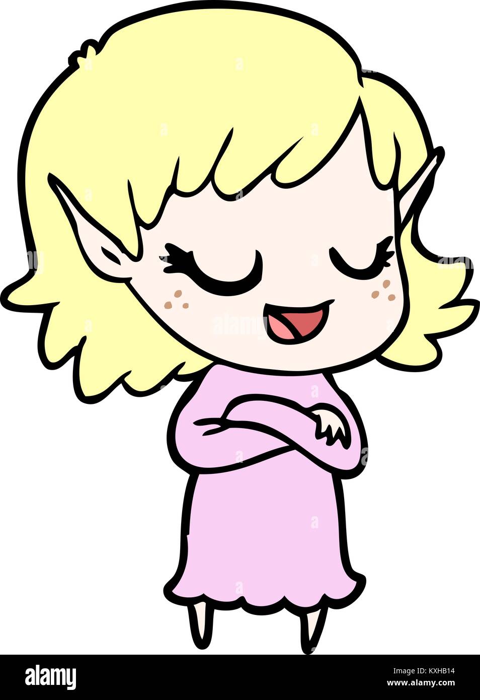 happy cartoon elf girl Stock Vector Image & Art - Alamy