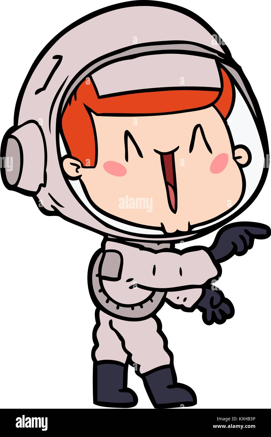 happy cartoon astronaut pointing Stock Vector Image & Art - Alamy