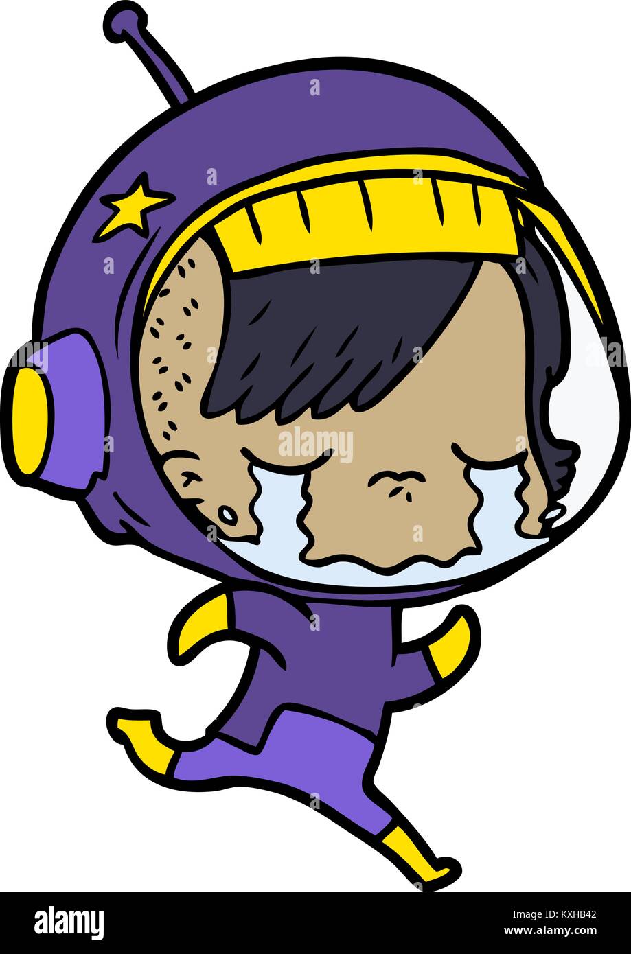 cartoon crying astronaut girl Stock Vector Image & Art - Alamy