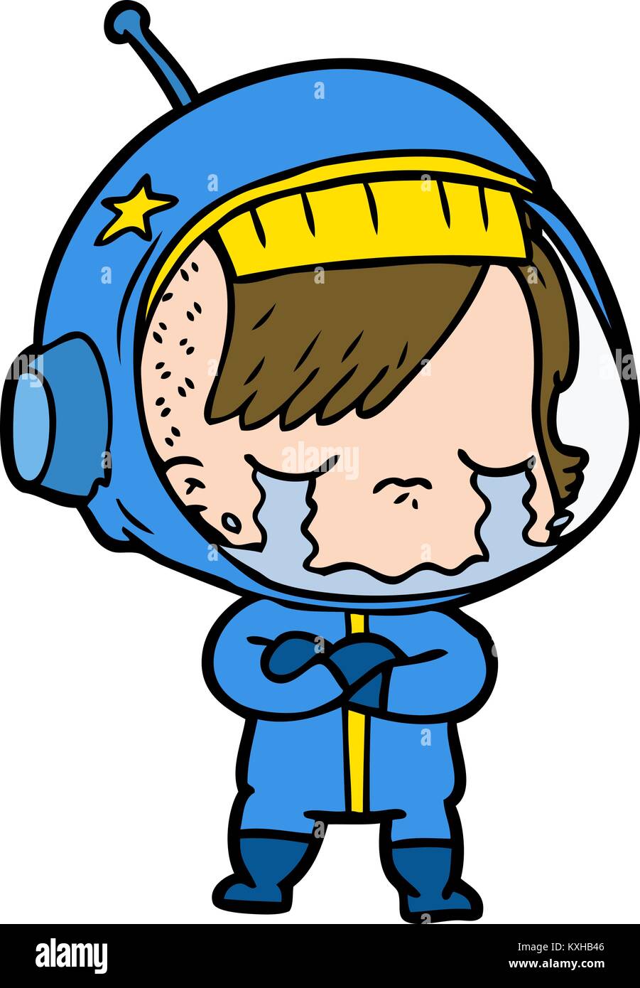 cartoon crying astronaut girl Stock Vector Image & Art - Alamy