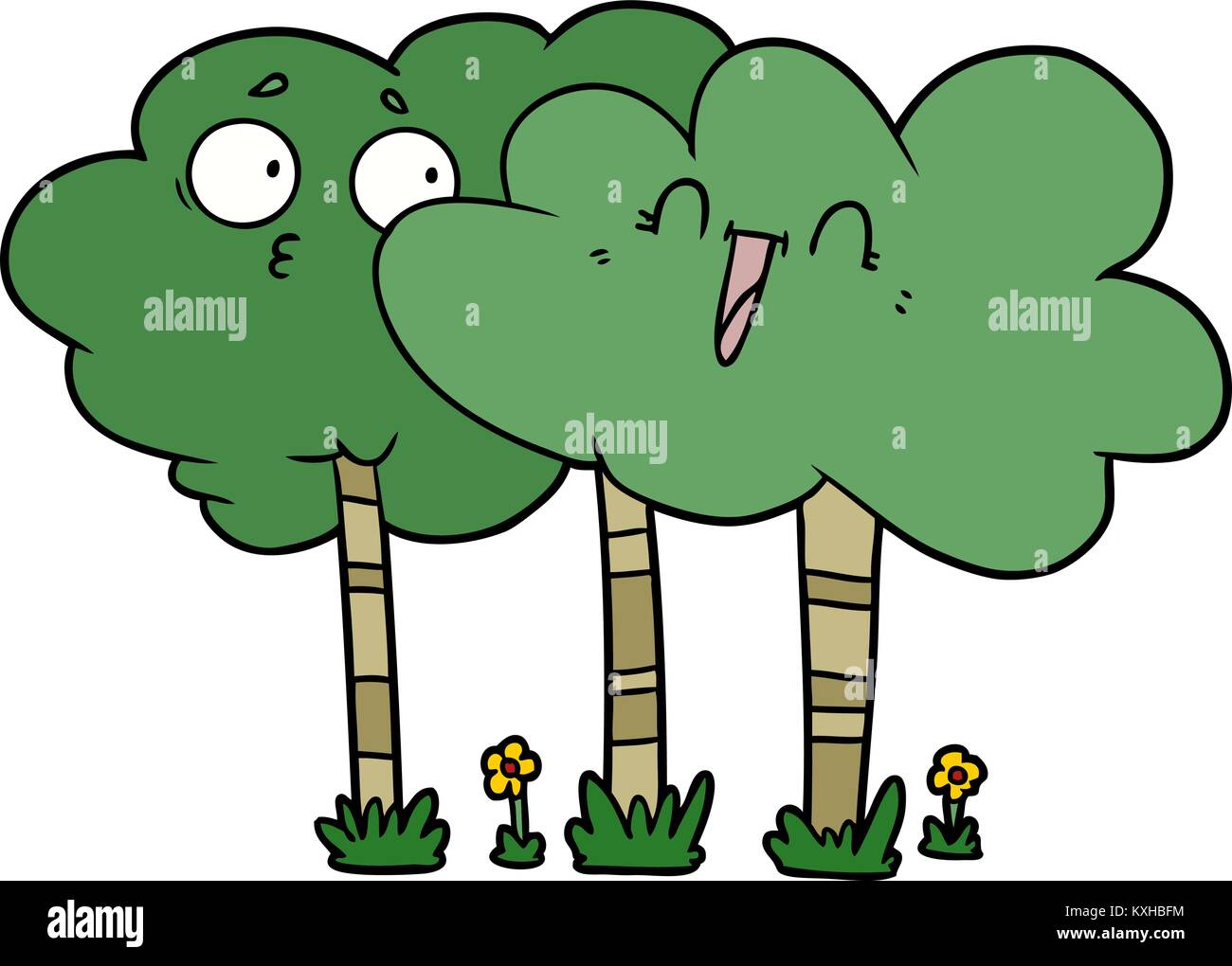 Trees with faces Stock Vector Images - Alamy