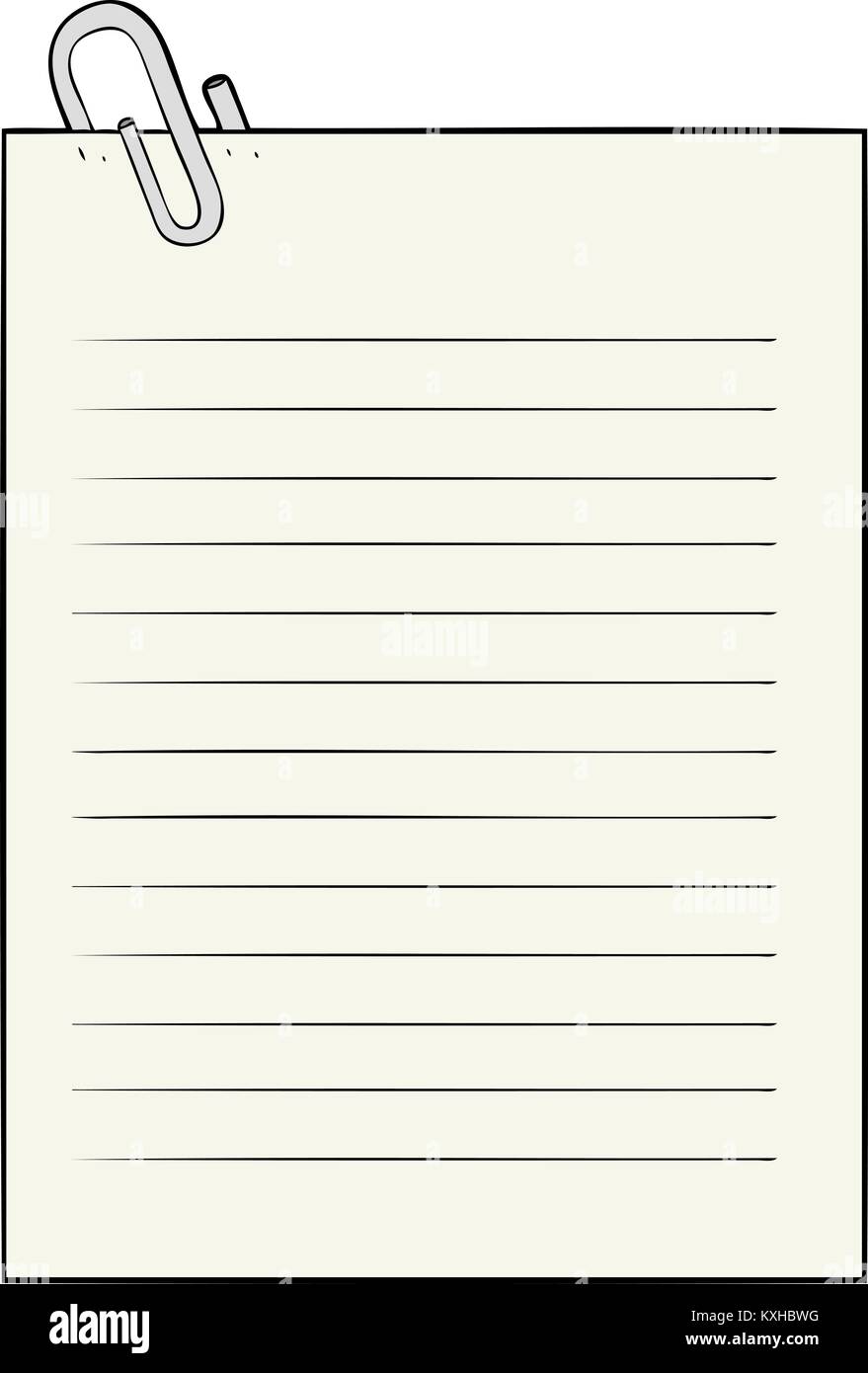 cartoon lined paper with paperclip Stock Vector Image & Art - Alamy