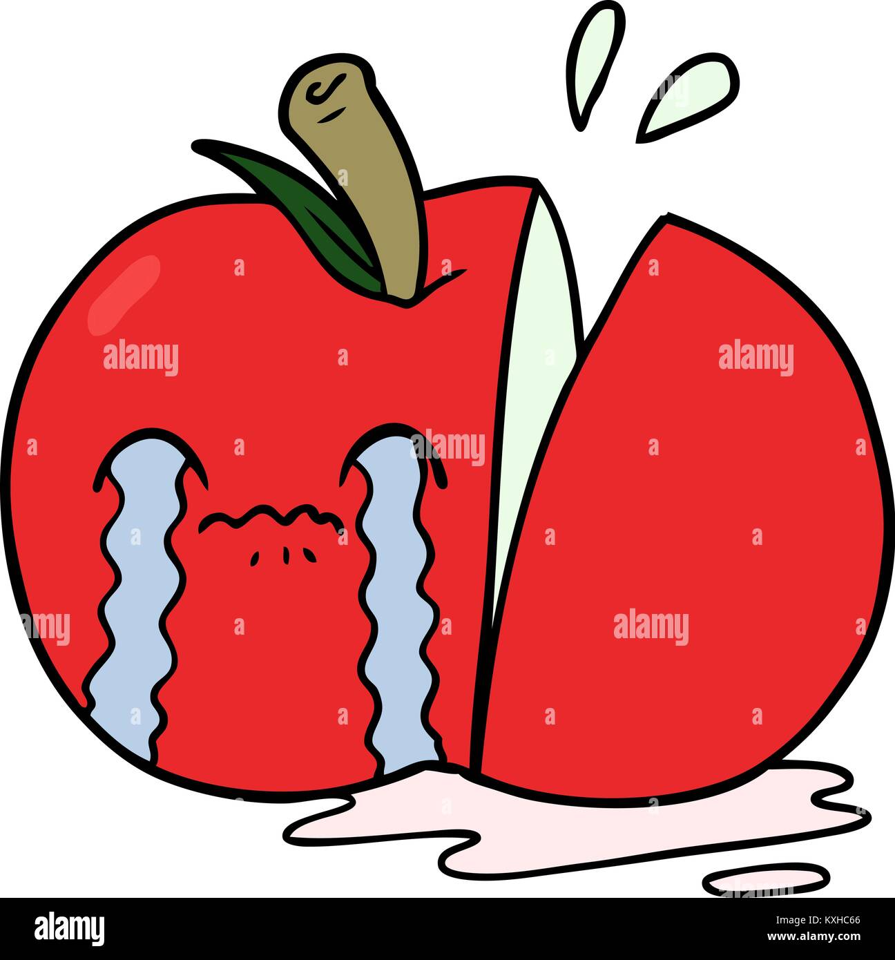 cartoon sad sliced apple Stock Vector Image & Art - Alamy