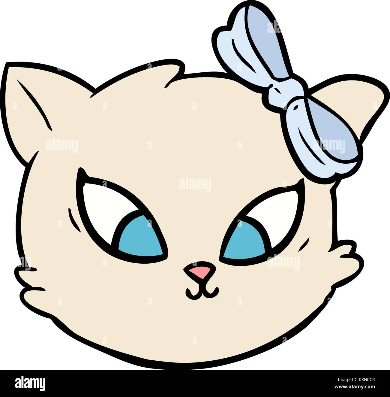 cute cartoon cat with bow Stock Vector Image & Art - Alamy