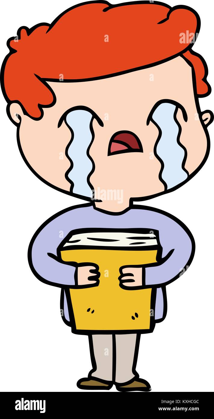 cartoon man crying holding book Stock Vector Image & Art - Alamy