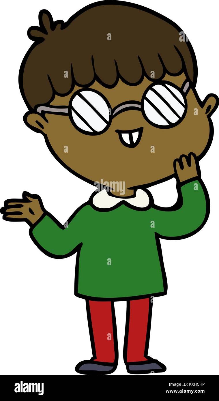 cartoon boy wearing spectacles Stock Vector Image & Art - Alamy