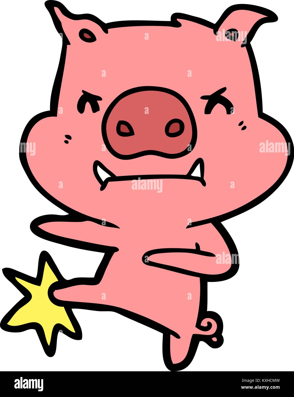 angry cartoon pig karate kicking Stock Vector Image & Art - Alamy