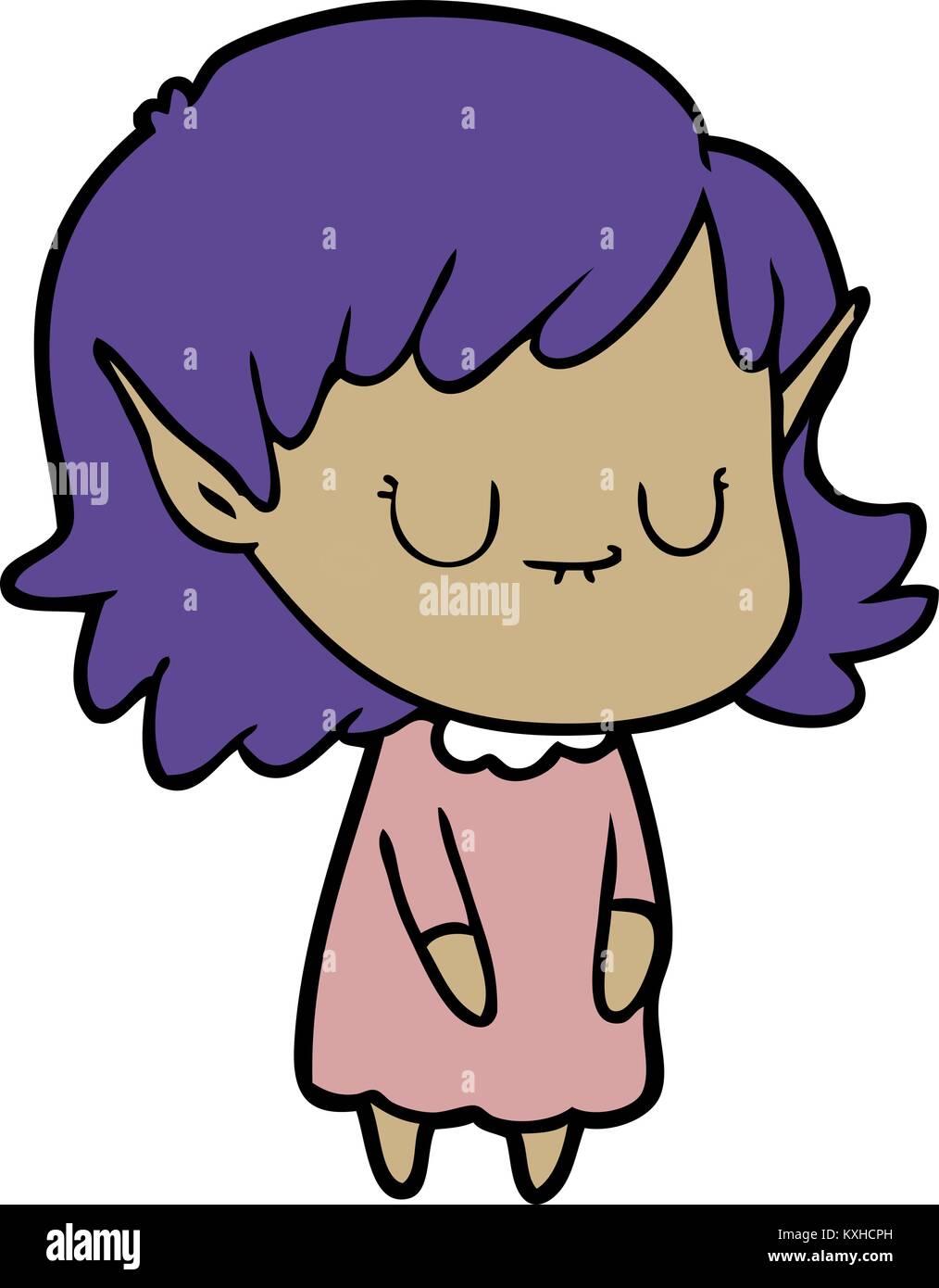 happy cartoon elf girl wearing dress Stock Vector Image & Art - Alamy