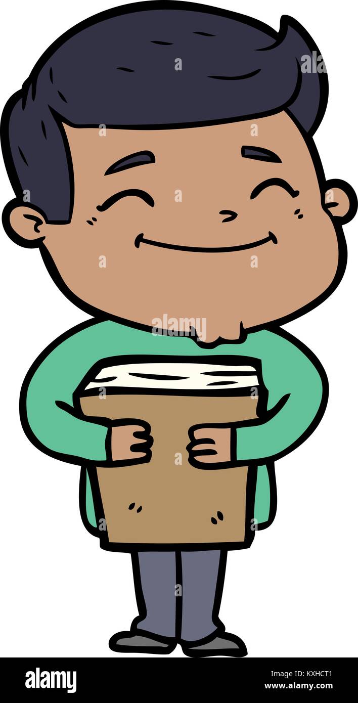 happy cartoon man holding book Stock Vector Image & Art - Alamy