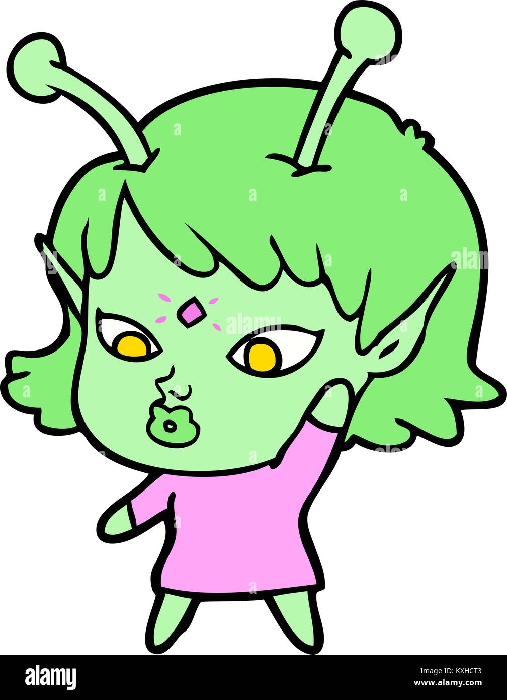 pretty cartoon alien girl Stock Vector Image & Art - Alamy