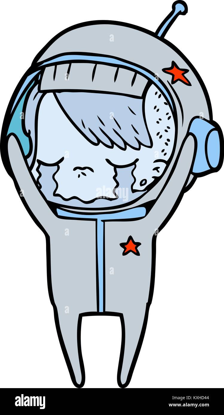 cartoon crying astronaut girl Stock Vector Image & Art - Alamy