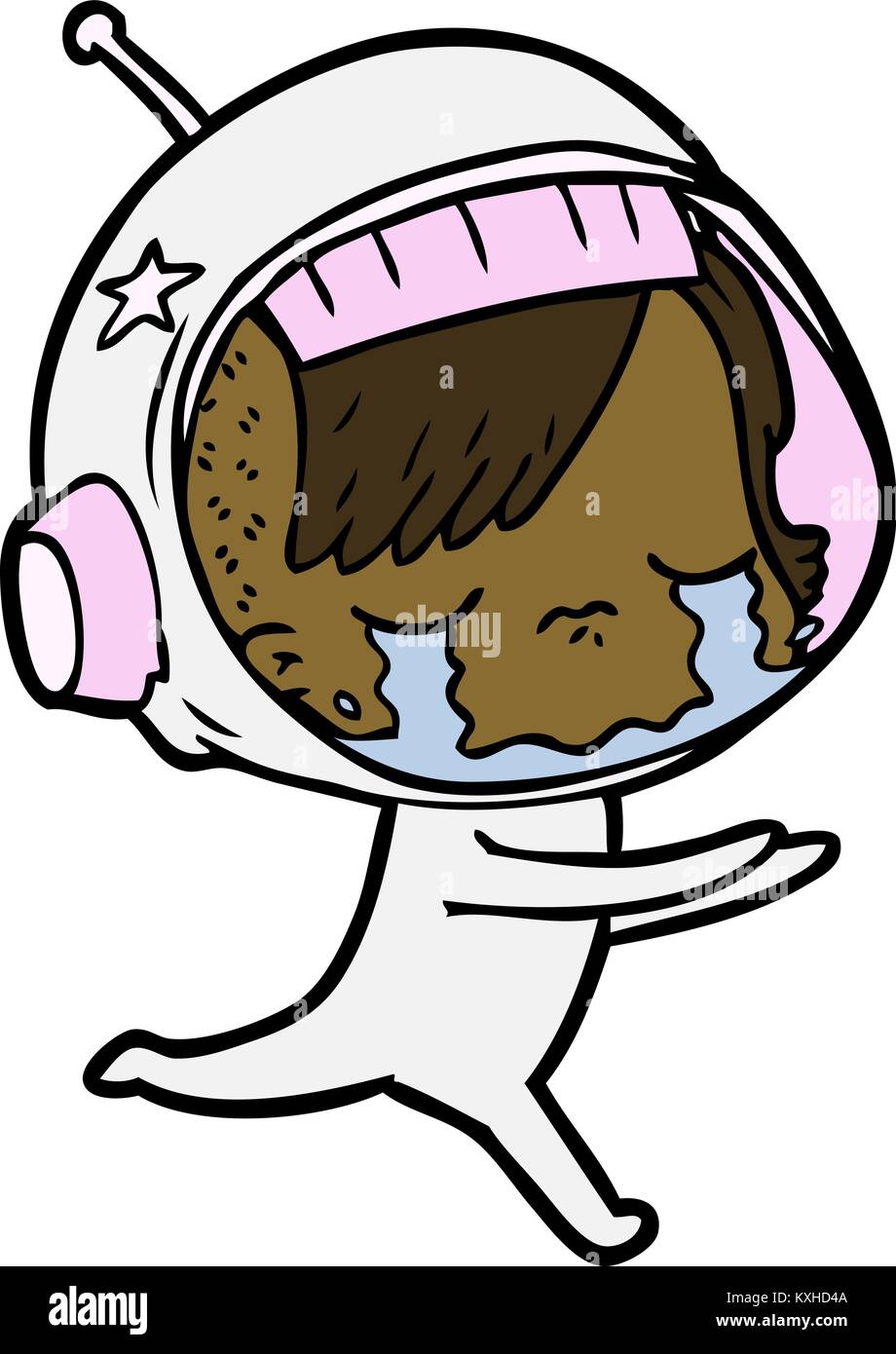 cartoon crying astronaut girl Stock Vector Image & Art - Alamy