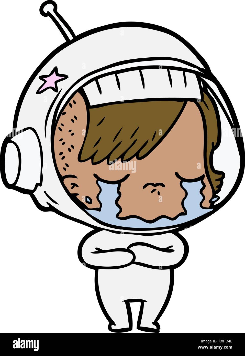 cartoon crying astronaut girl Stock Vector Image & Art - Alamy