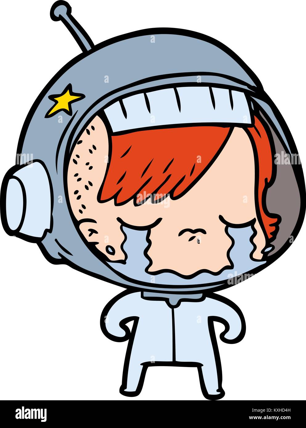 cartoon crying astronaut girl Stock Vector Image & Art - Alamy