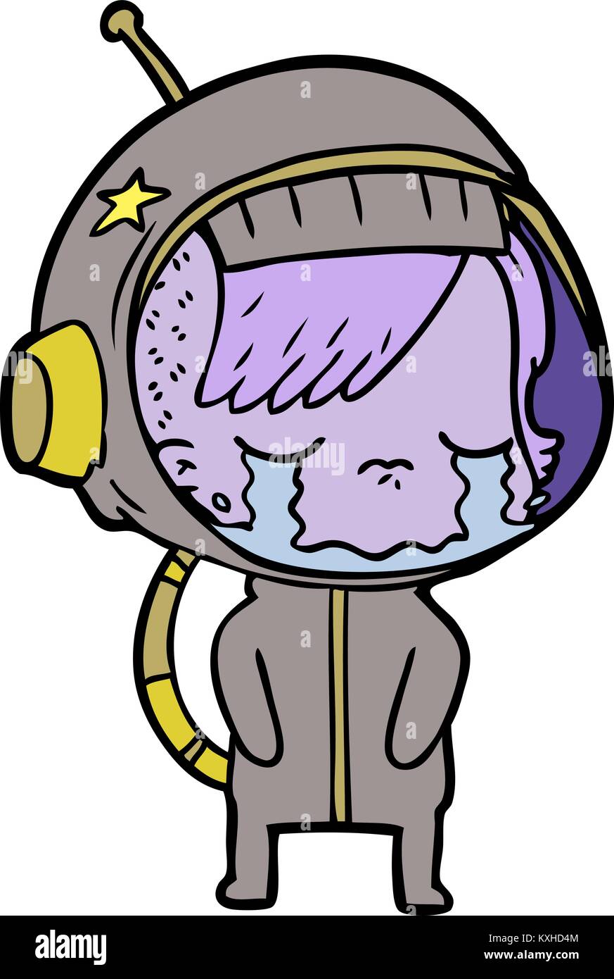cartoon crying astronaut girl Stock Vector Image & Art - Alamy