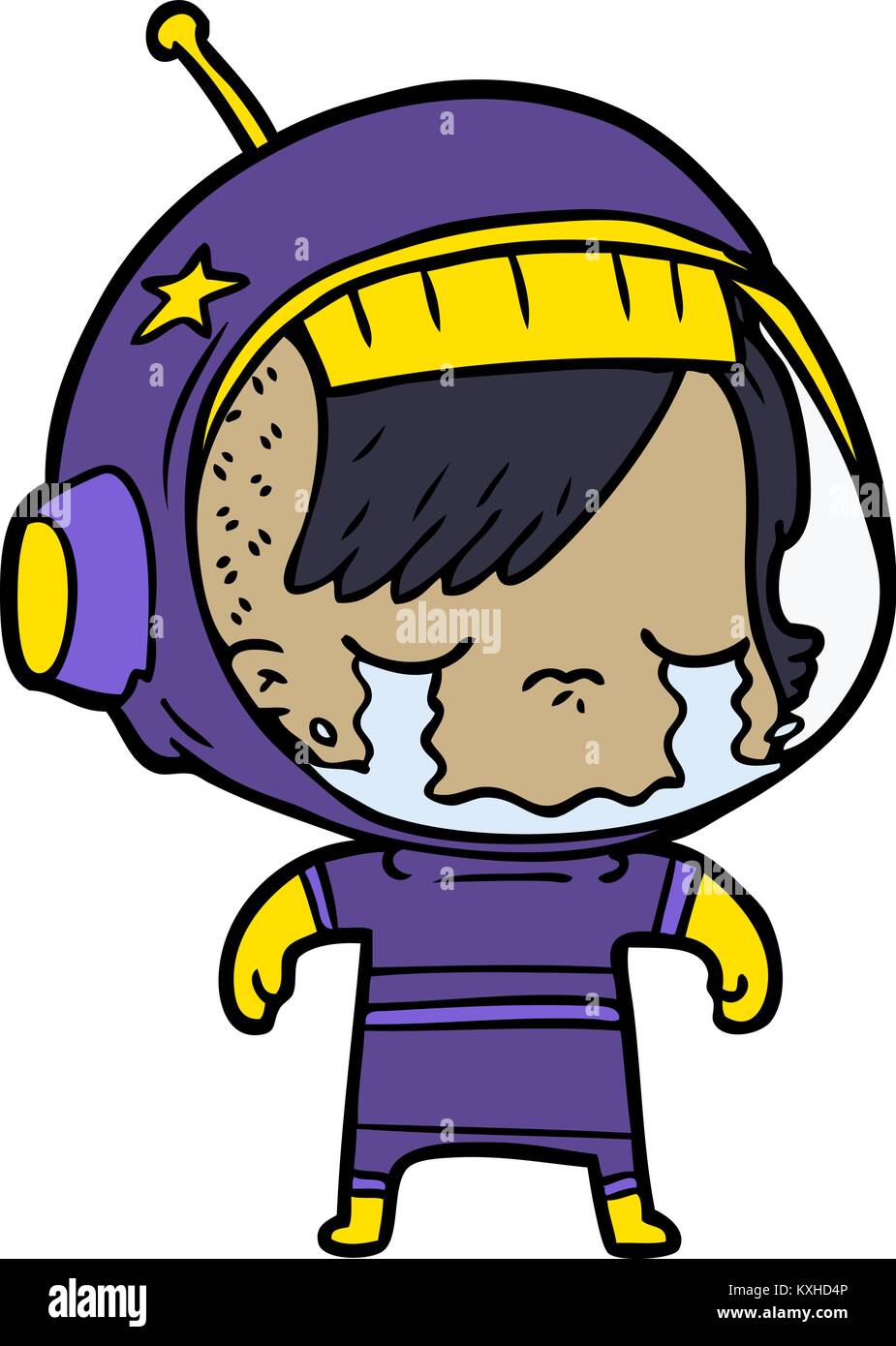 cartoon crying astronaut girl Stock Vector Image & Art - Alamy