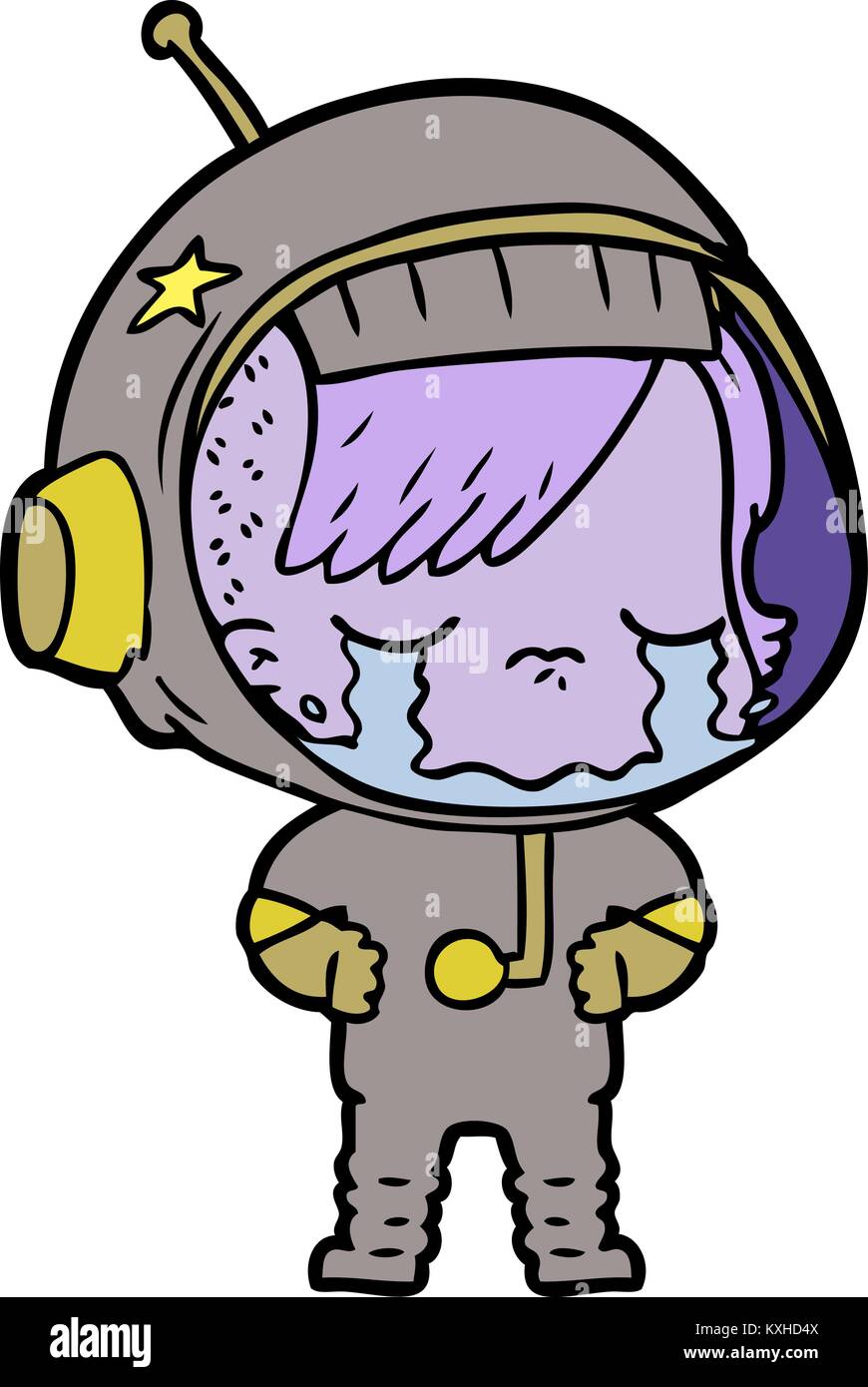 cartoon crying astronaut girl Stock Vector Image & Art - Alamy