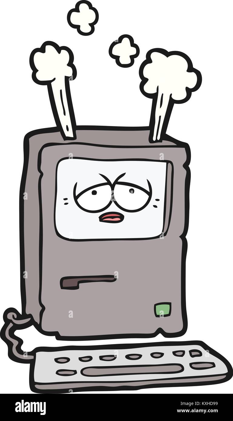 cartoon tired computer overheating Stock Vector Image & Art - Alamy