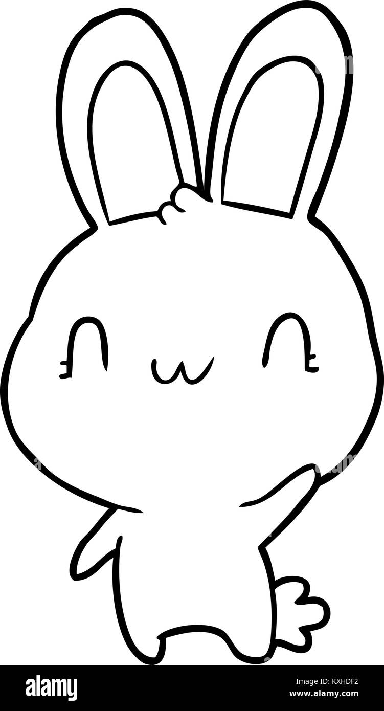 cute line drawing of a rabbit waving Stock Vector Image & Art - Alamy