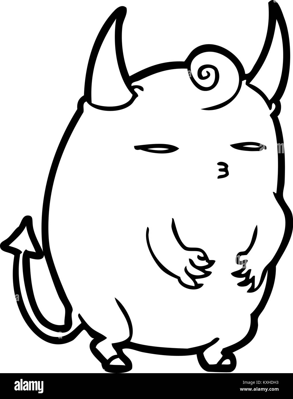 line drawing of a fat little halloween devil Stock Vector Image & Art ...