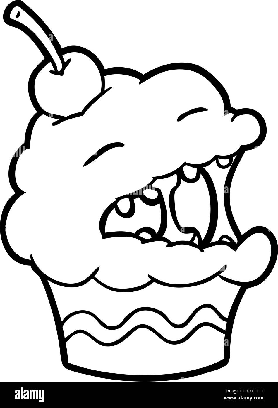 funny line drawing of a cupcake Stock Vector Image & Art - Alamy