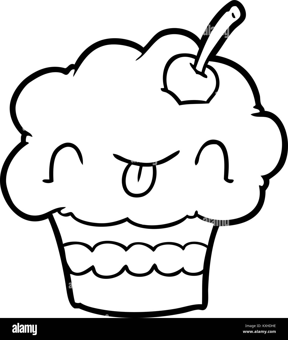 funny line drawing of a cupcake Stock Vector Image & Art - Alamy