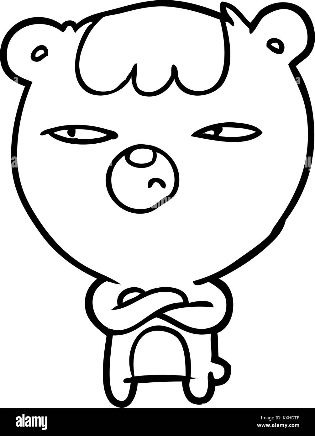 line drawing of a annoyed bear with arms crossed Stock Vector Image ...