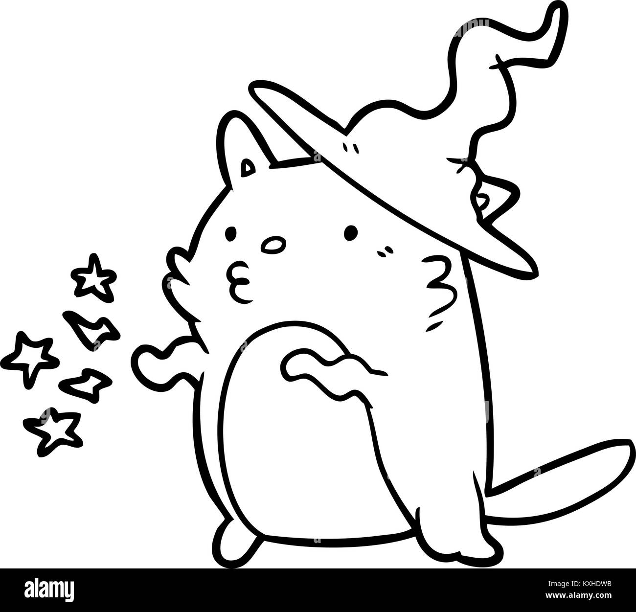 magical amazing line drawing of a cat wizard Stock Vector Image & Art ...