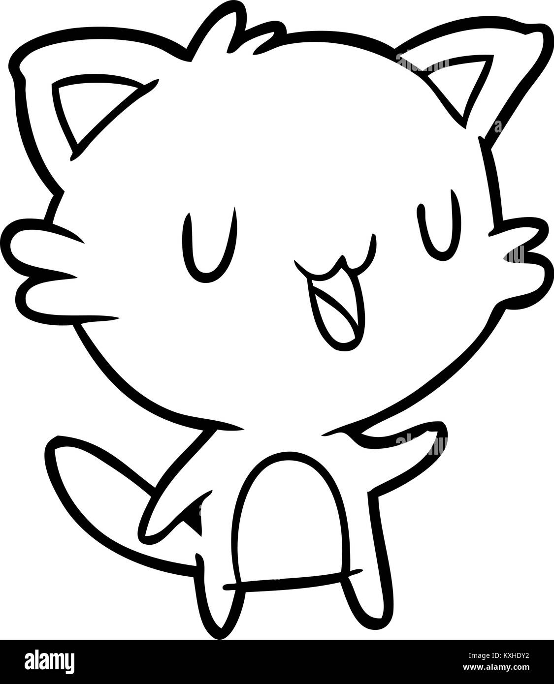 line drawing of a happy cat Stock Vector Image & Art - Alamy