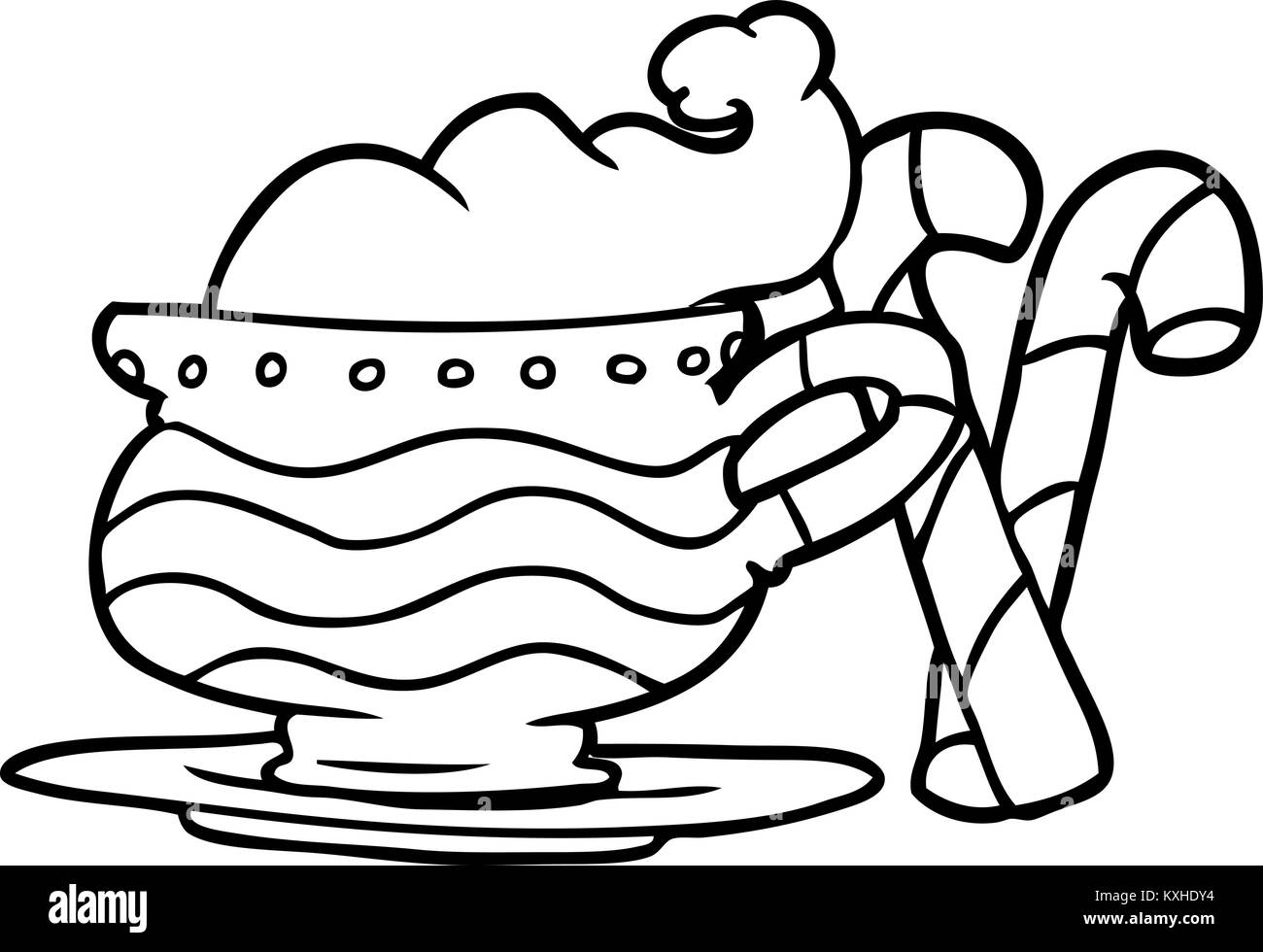 line drawing of a christmas cocoa with candy canes Stock Vector Image ...