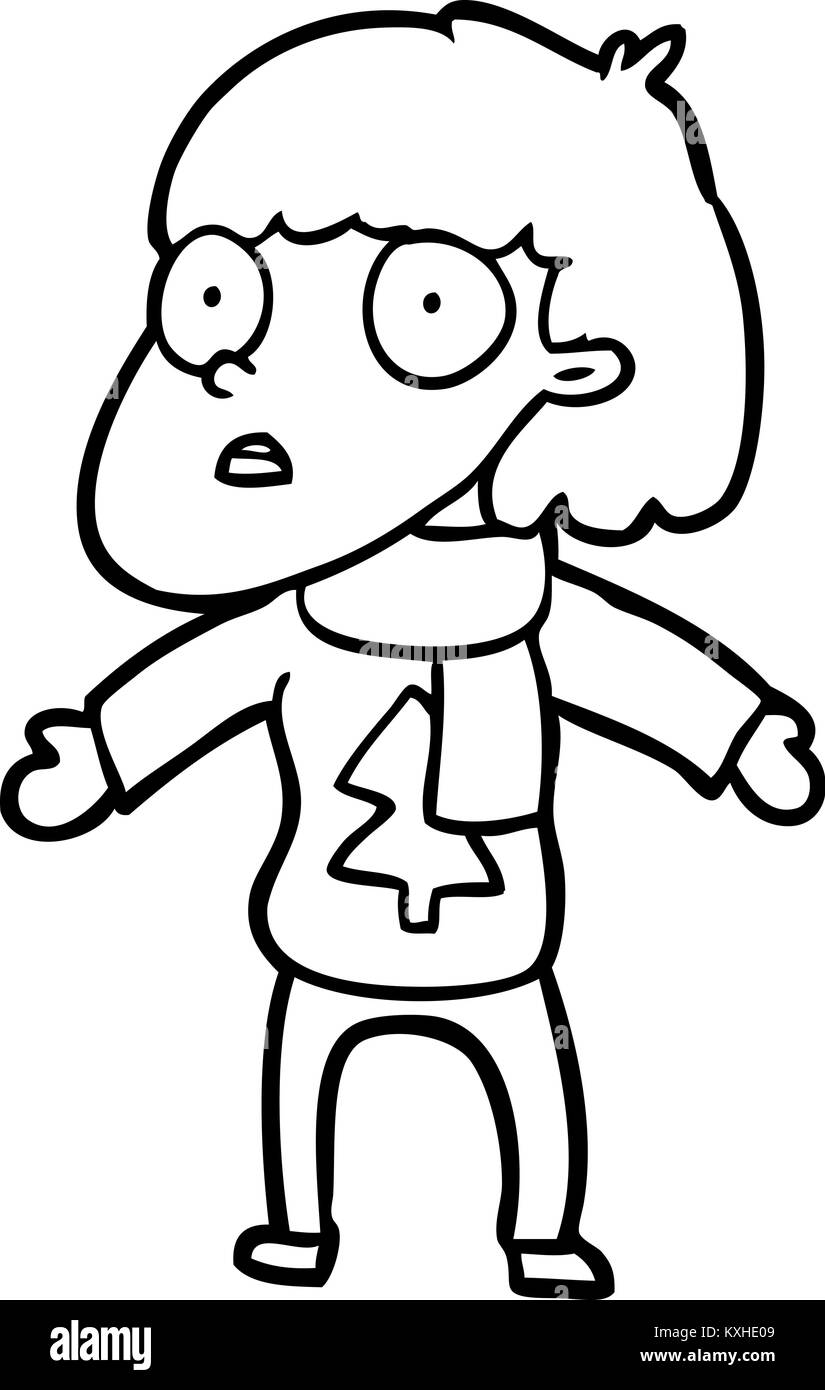 line drawing of a surprised christmas person Stock Vector Image & Art ...