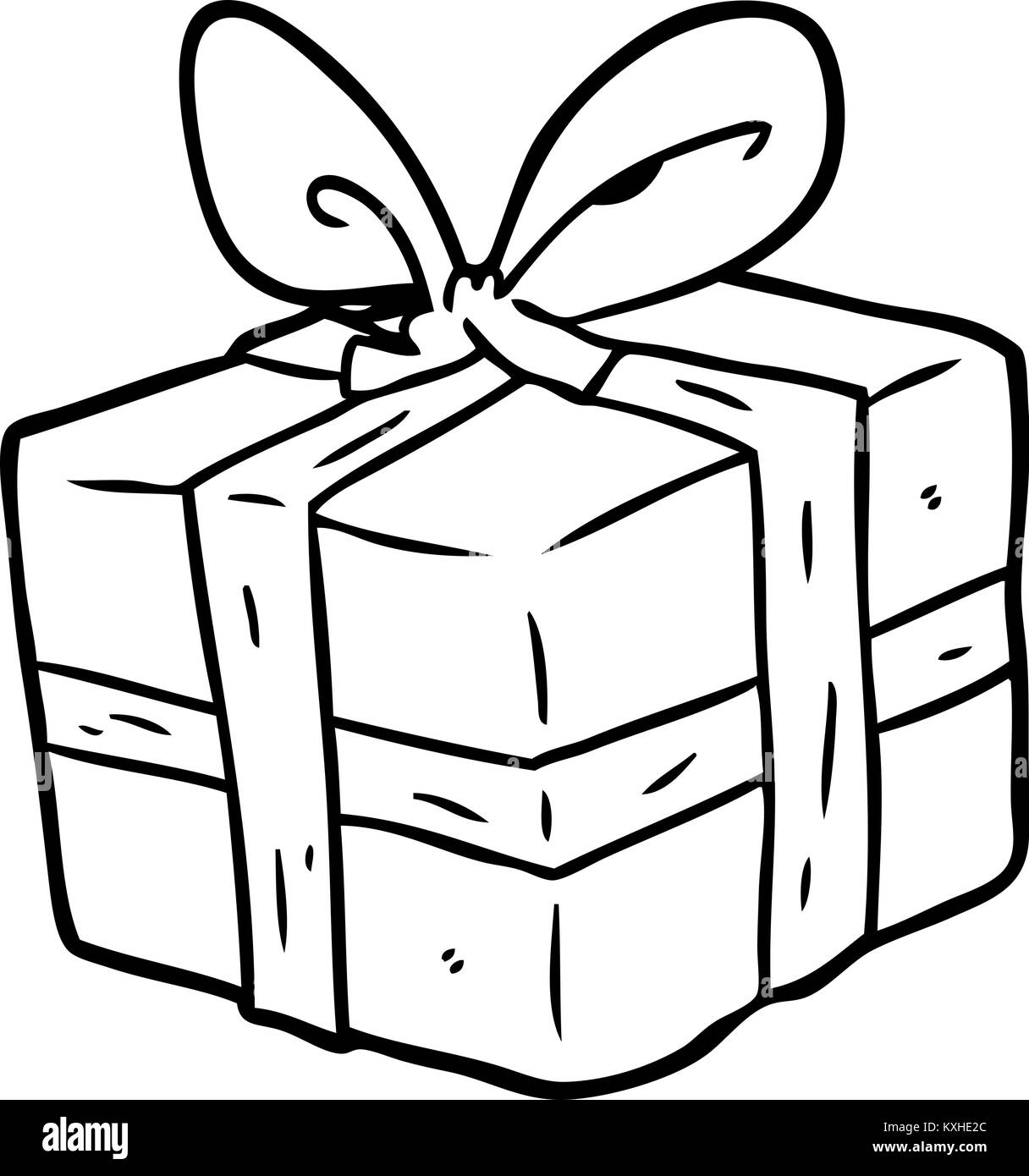 line drawing of a wrapped gift Stock Vector Image & Art - Alamy