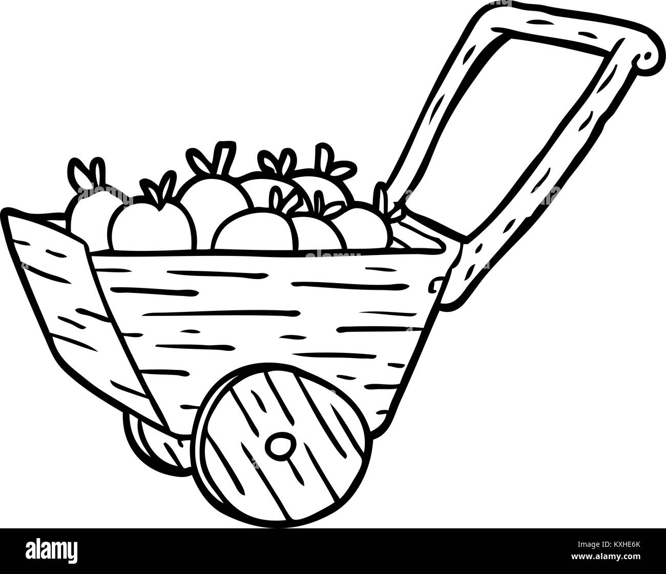 line drawing of a cart full of fresh apples Stock Vector Image & Art ...
