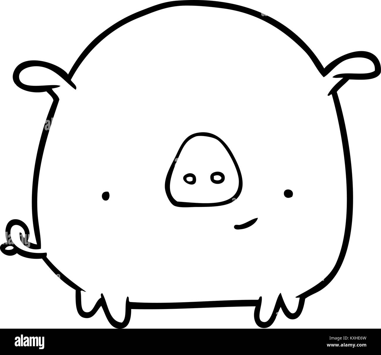 line drawing of a happy pig Stock Vector Image & Art - Alamy